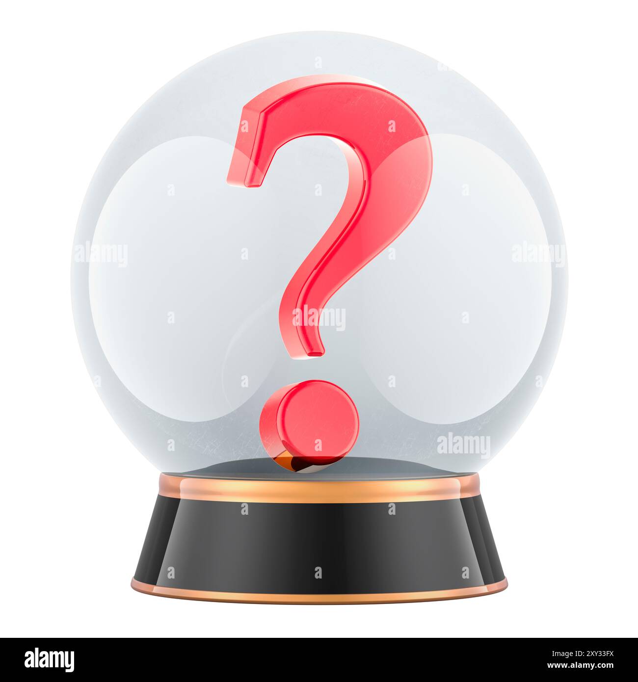 Clear Crystal Ball with question mark, 3D rendering isolated on white ...