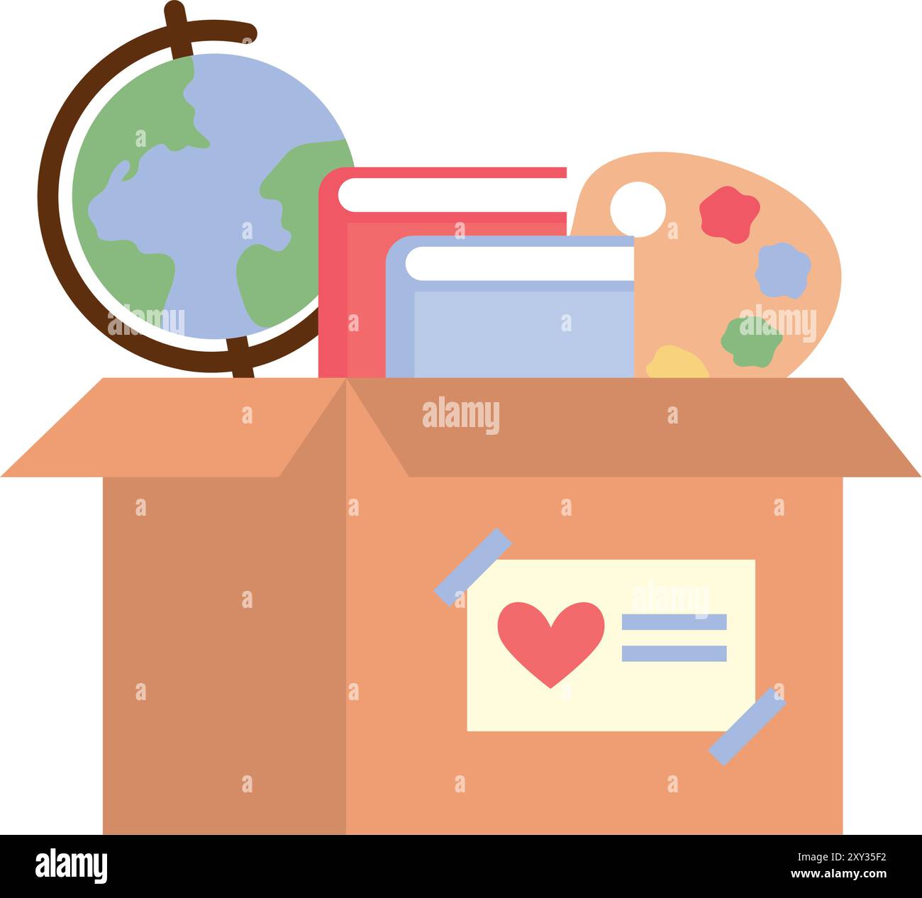 cardboard box with school supplies for donations Stock Vector Image ...