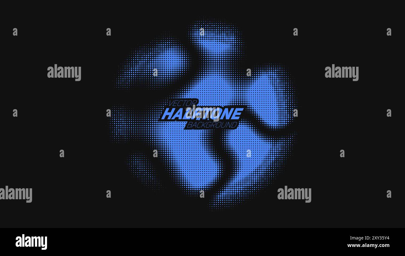 Abstract vector torn blue halftone distorted sphere. Scrathed dotted ...