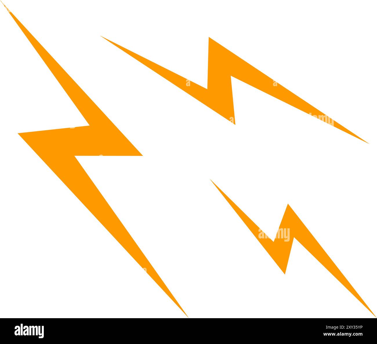Orange bolts. Thunder icon. Flash, electric light, energy or power ...