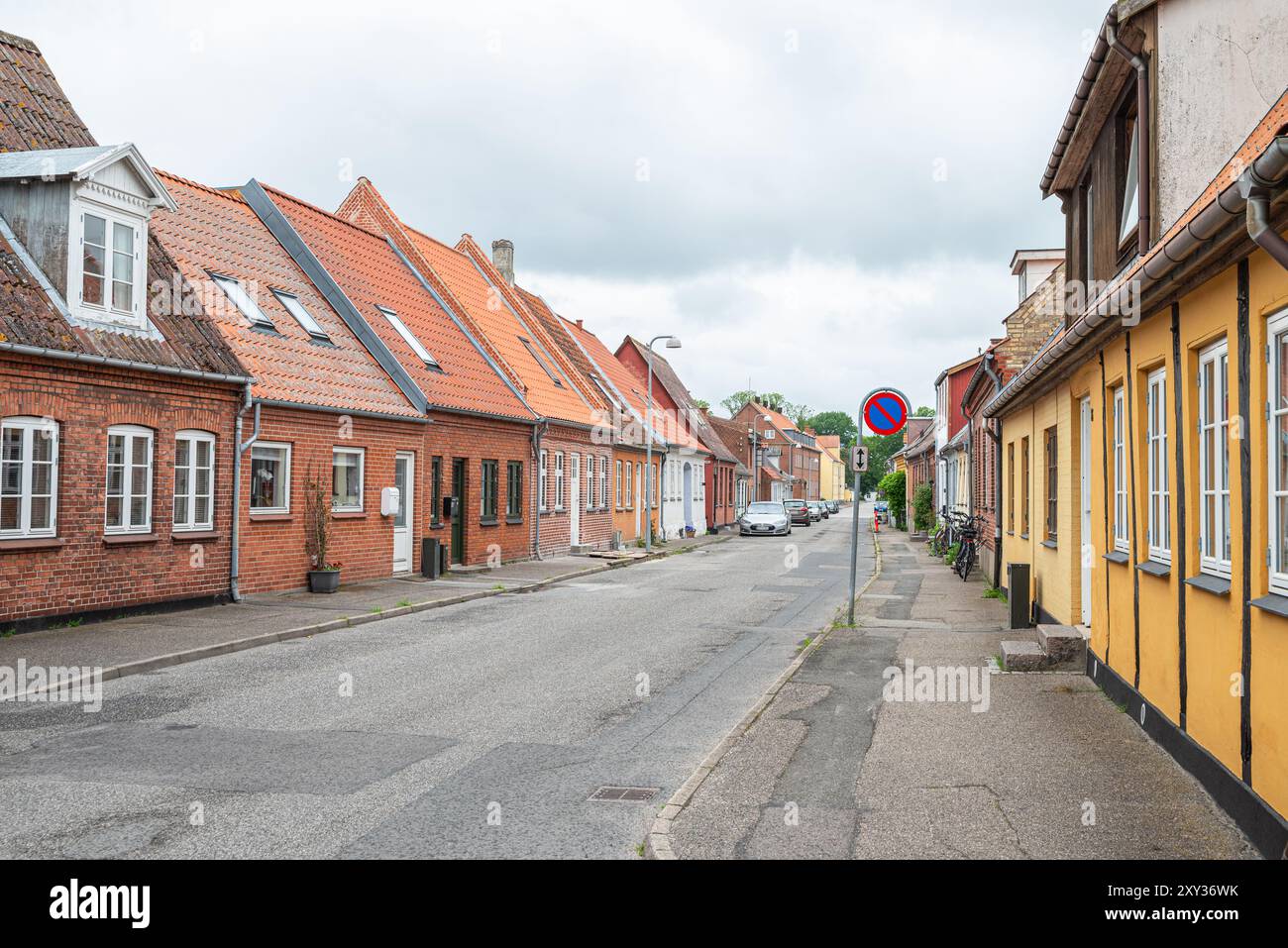 buildings near the street in town of Stege on island of Mon in denmark ...