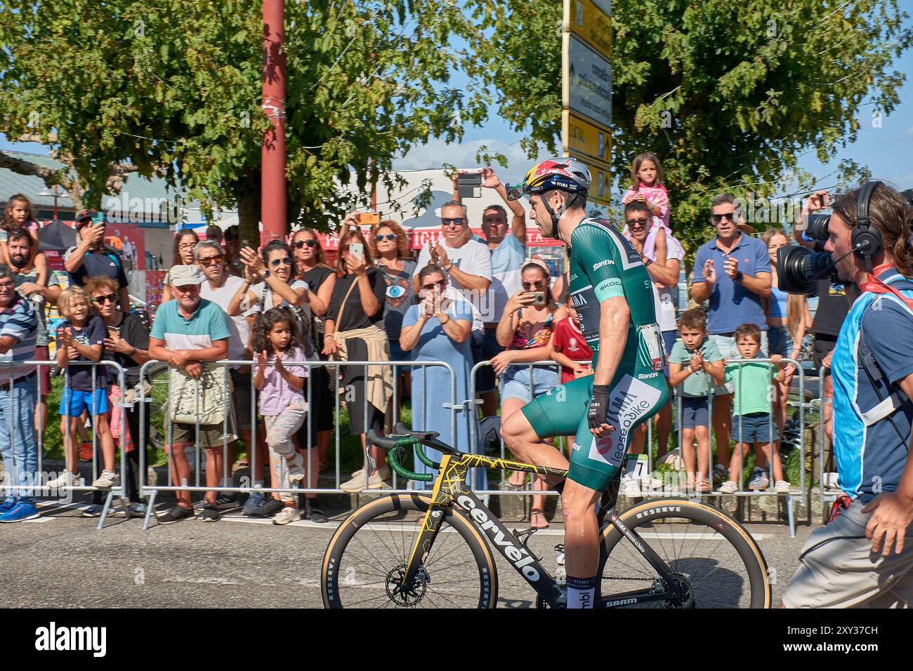 Bayoma,Pontevedra,Spain; August,27,2024;thrilling moment as cyclists ...