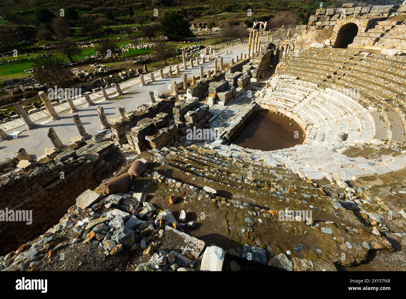 Ruins of the Upper Agora at Ephesus ancient site in Turkey Stock Photo ...