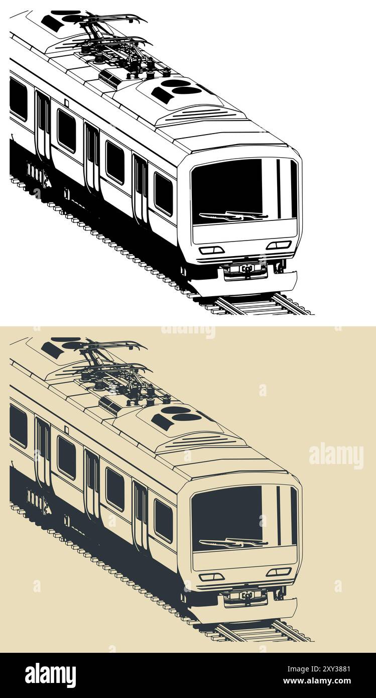 Stylized vector illustration of a city train close up Stock Vector ...