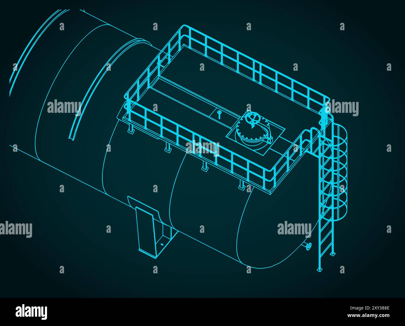 Stylized vector illustration of isometric blueprint of a large ...