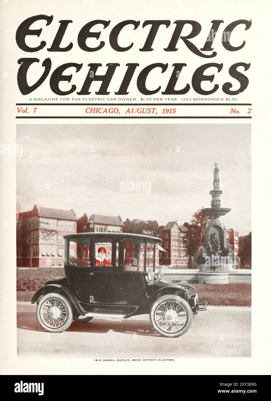 1916 Model Duplex Drive Detroit Electric car. Vintage Cover ...