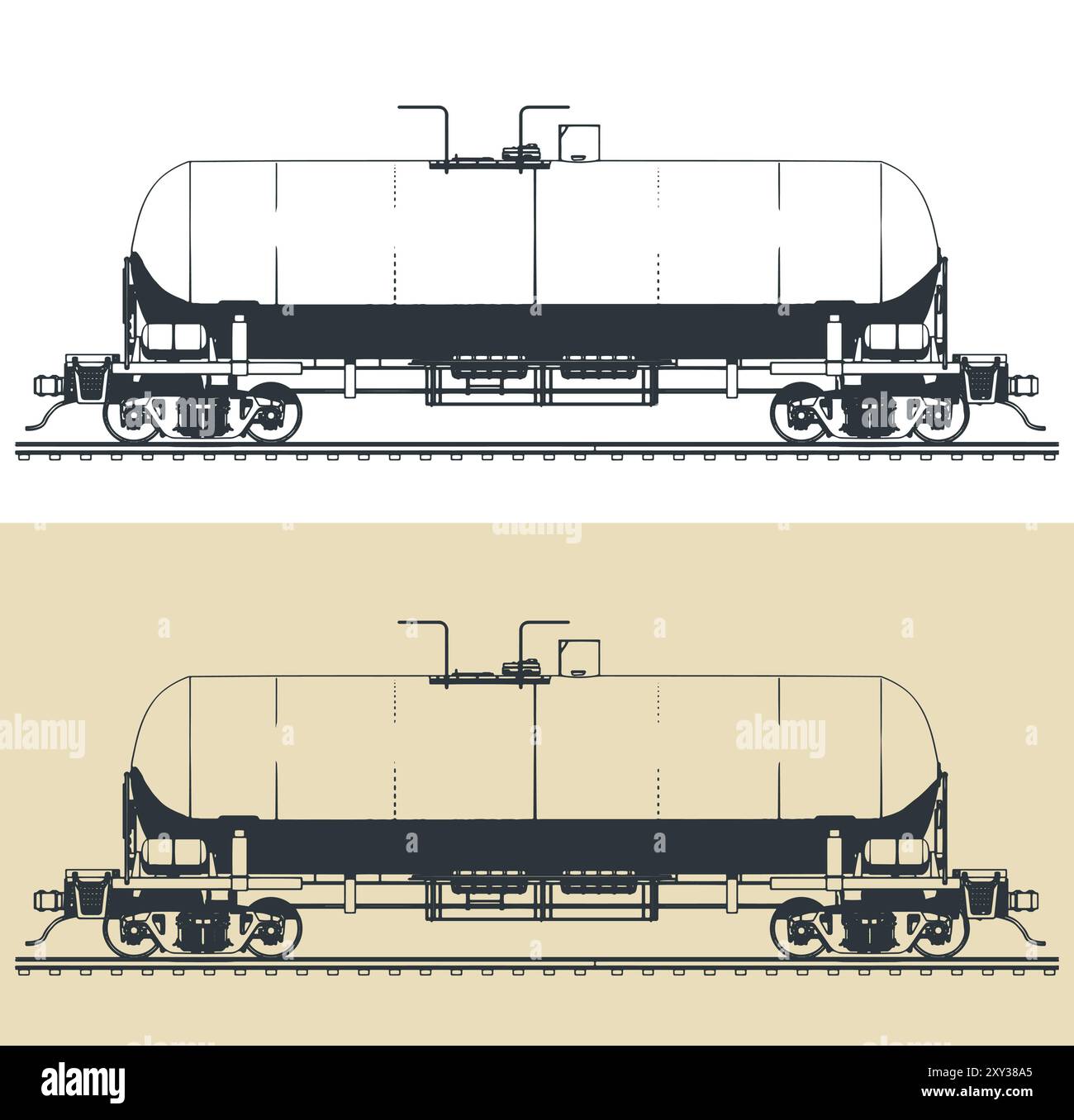Stylized vector illustrations of a railway tank car Stock Vector Image ...