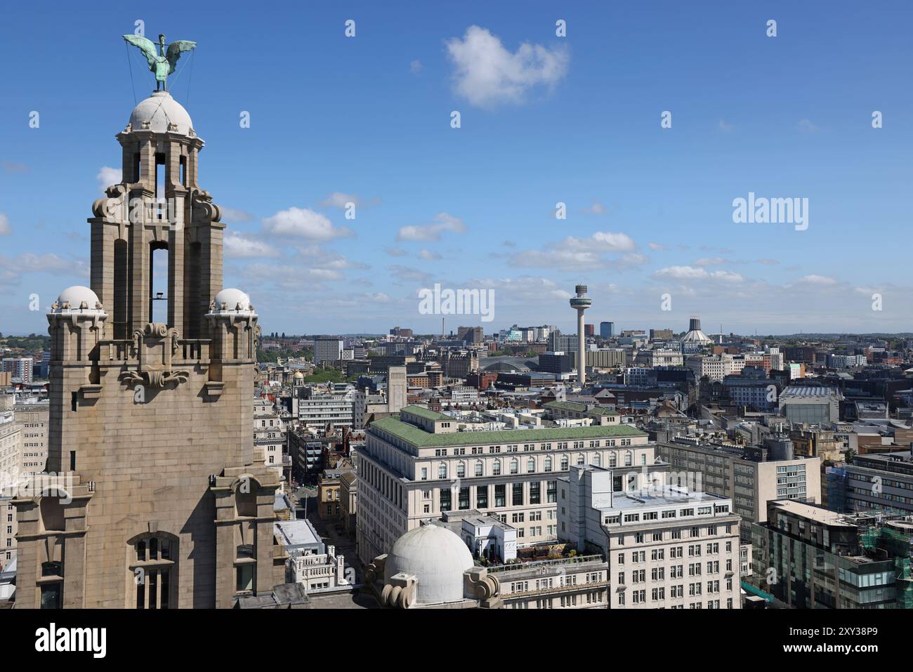 Liverpool Skyline From The Royal Liver Building Viewing Platform Stock ...