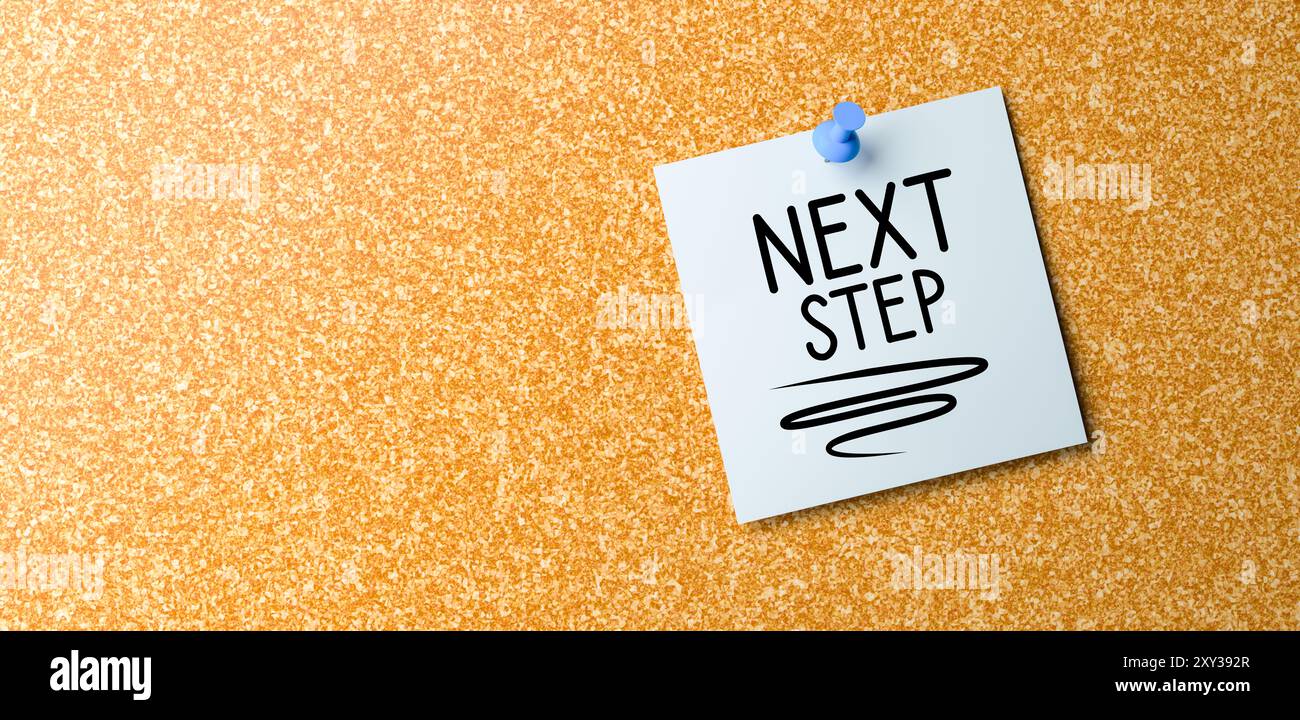 Next step sticky note Stock Photo - Alamy