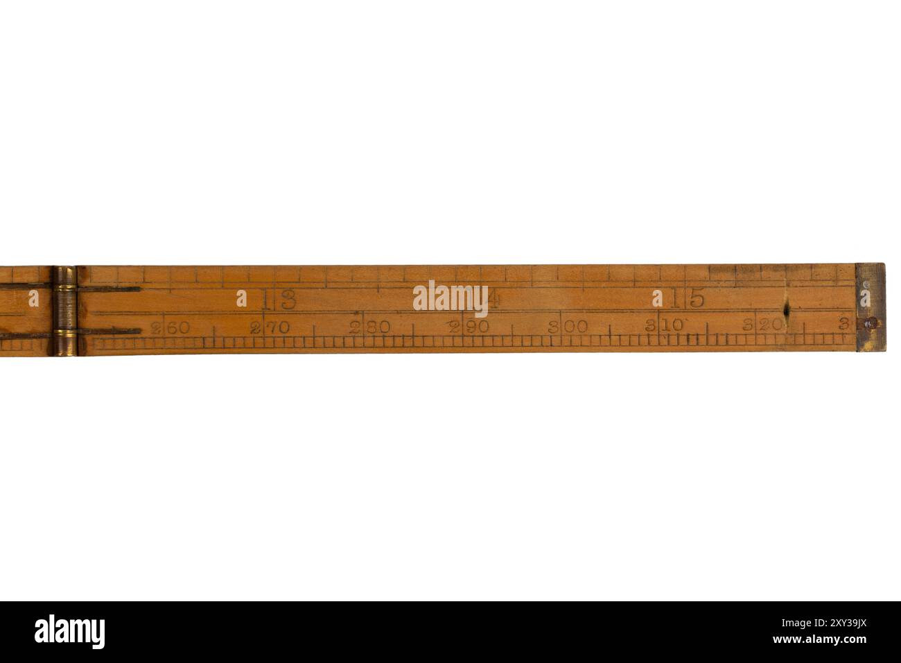 Vintage old folding ruler. Isolated on white background Stock Photo - Alamy