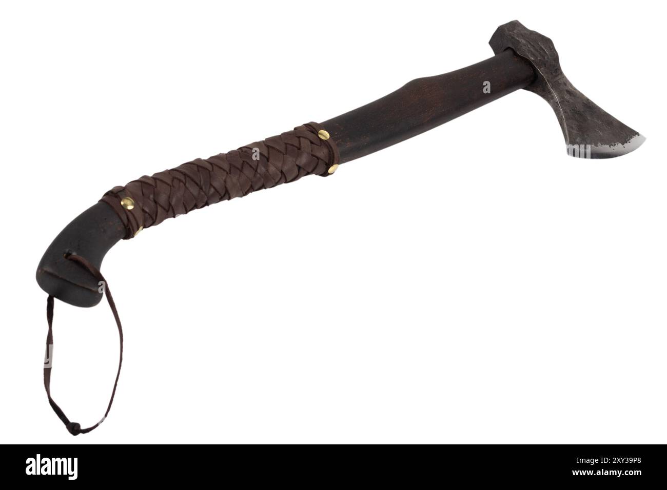 battle axe with wooden handle on white background Stock Photo - Alamy