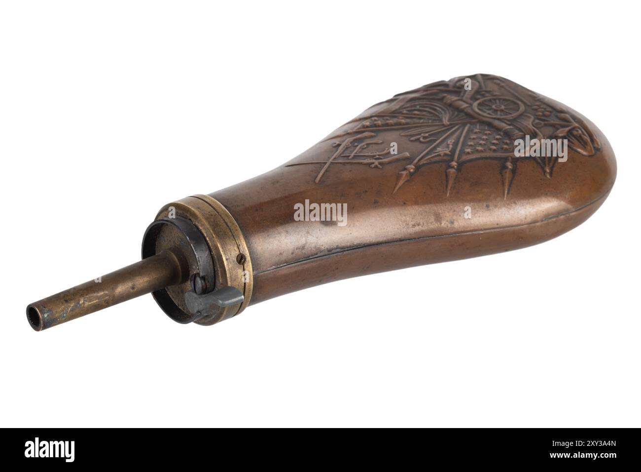 Old west gunpowder flask isolated on white background Stock Photo - Alamy