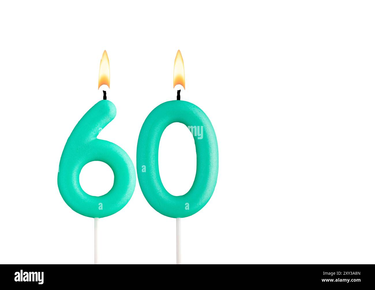 Birthday number 60 - Green birthday candle on white background Stock ...