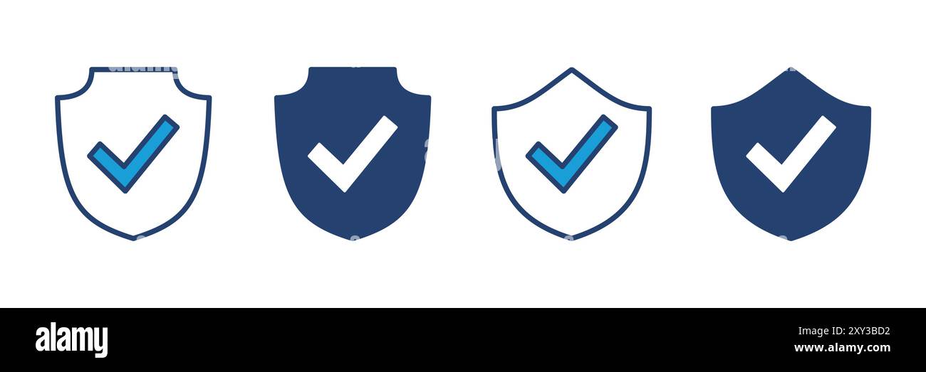 Shield check mark icon vector. Protection approve sign. Safe icon ...