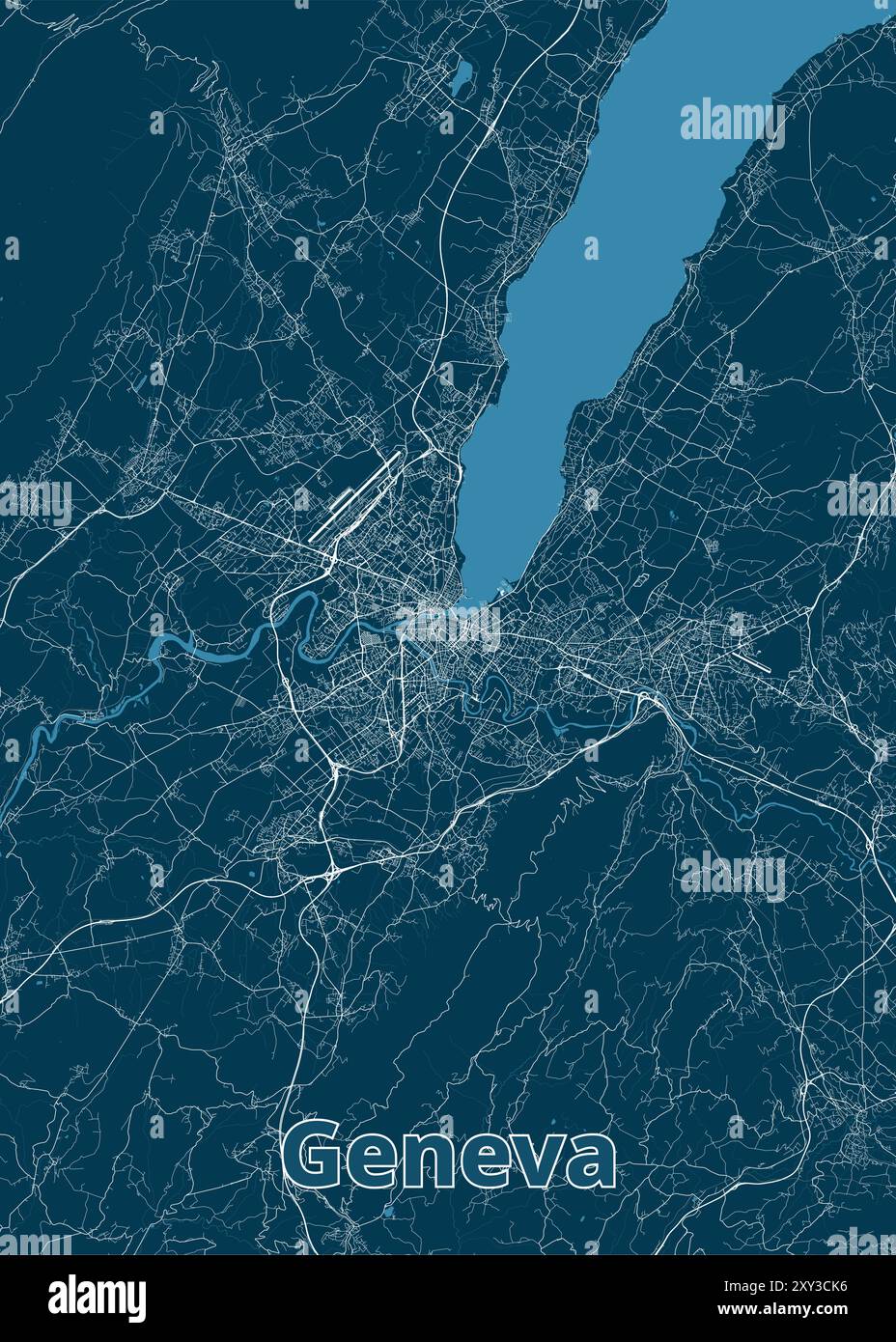 Geneva, Switzerland artistic blueprint map poster map poster art Stock ...