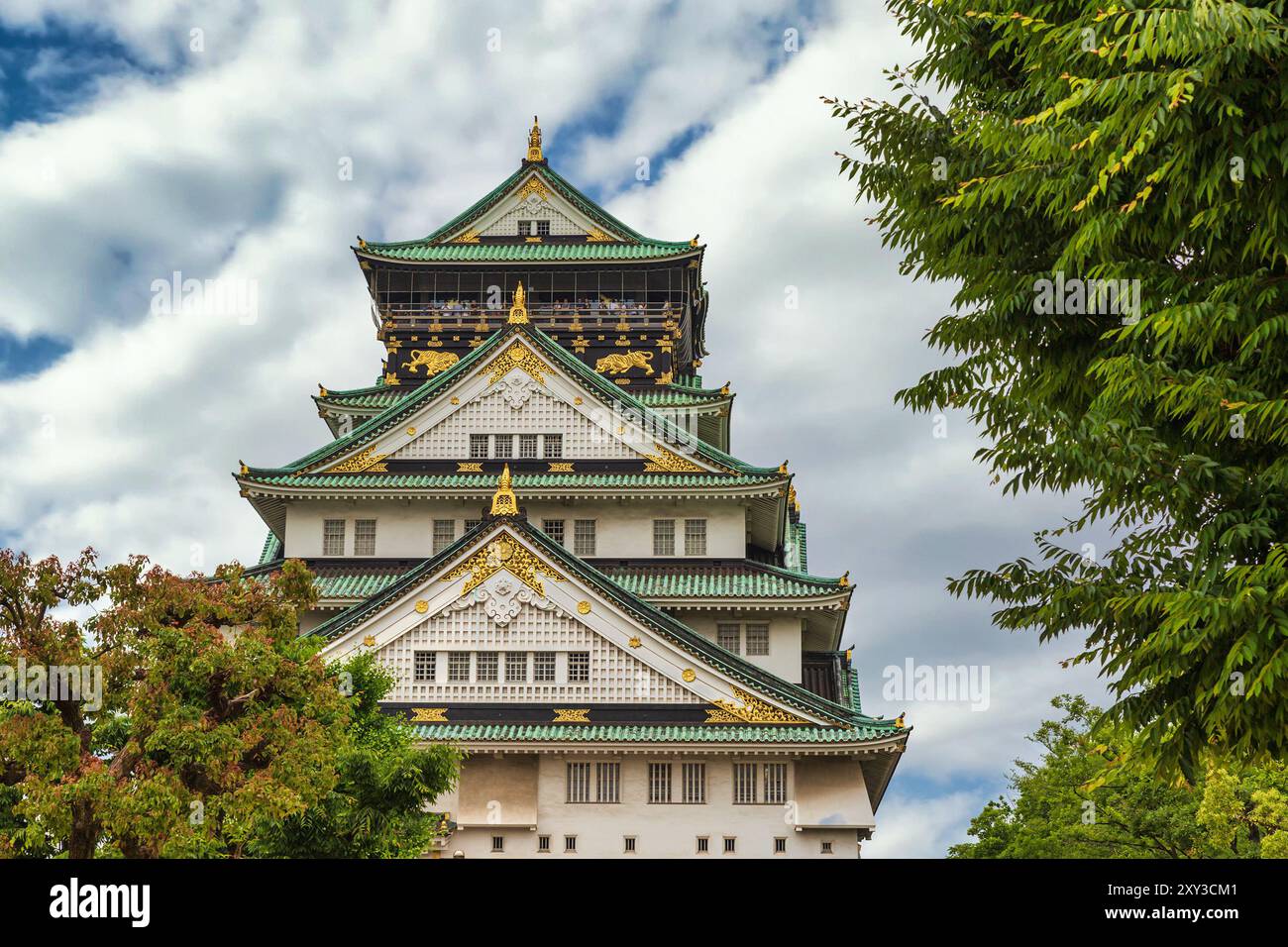 Beautiful old building of Osaka Castle, famous touristic location in ...
