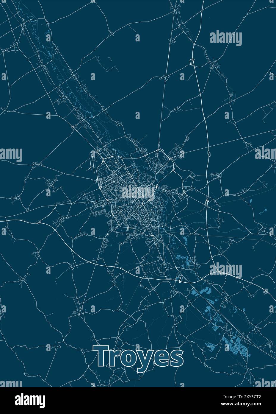 Troyes, France blueprint map poster art Stock Vector Image & Art - Alamy