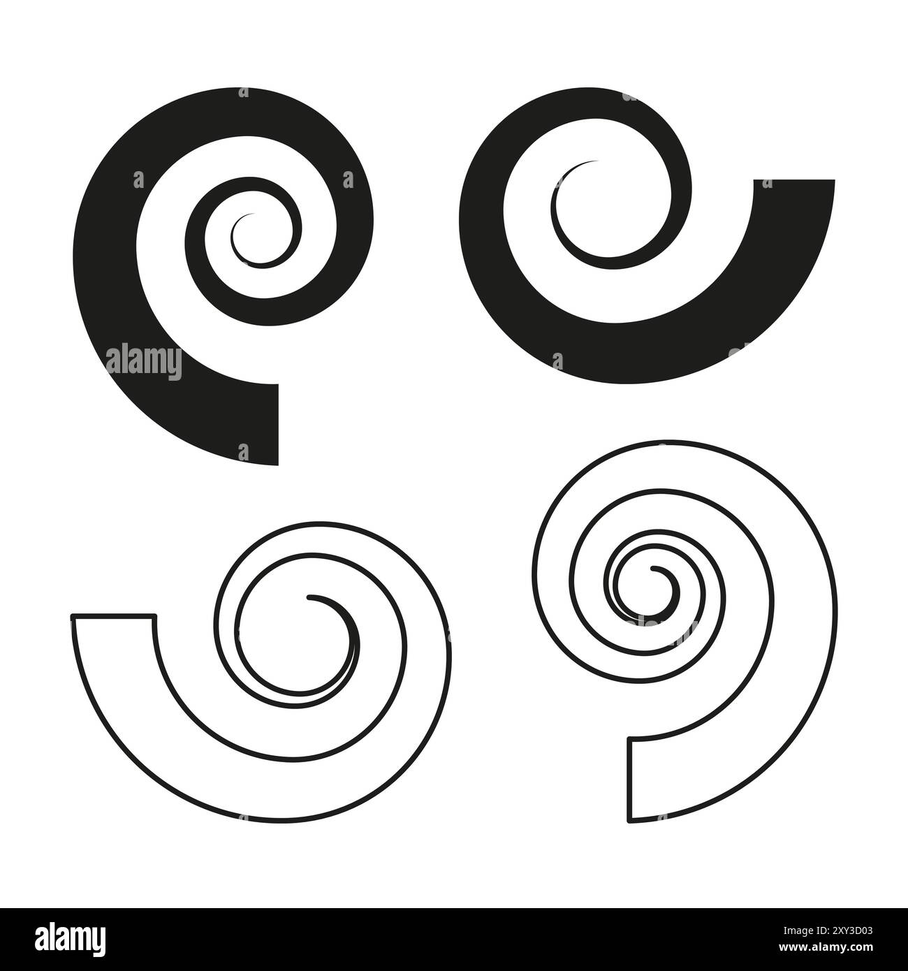 Black and white spiral shapes. Bold curved patterns. Swirl geometric ...
