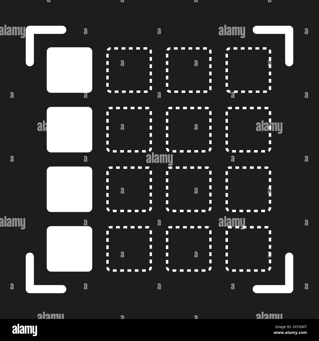 Grid selection symbol. Dashed square structure. Highlighted interface ...