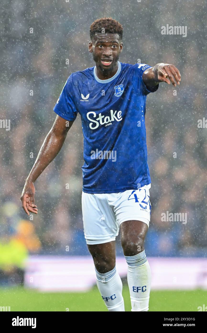 Tim Iroegbunam of Everton instructs during the Carabao Cup match ...