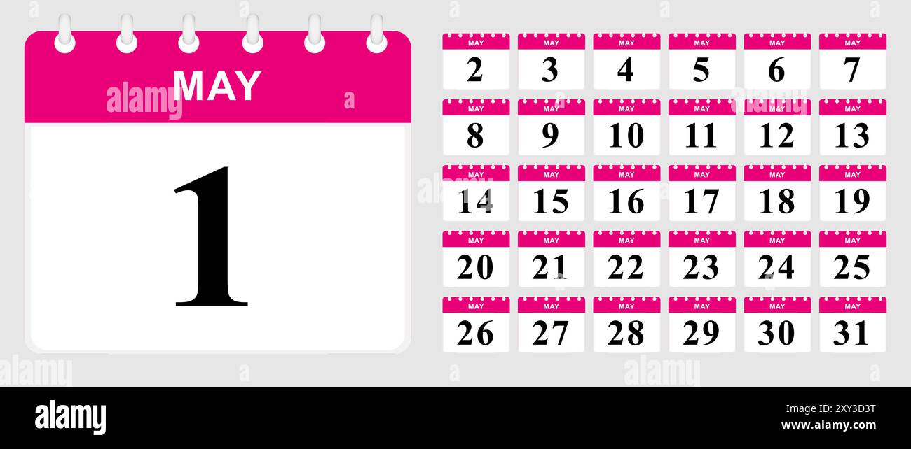 Days calendar of May. Calendar template. Vector illustration Stock ...