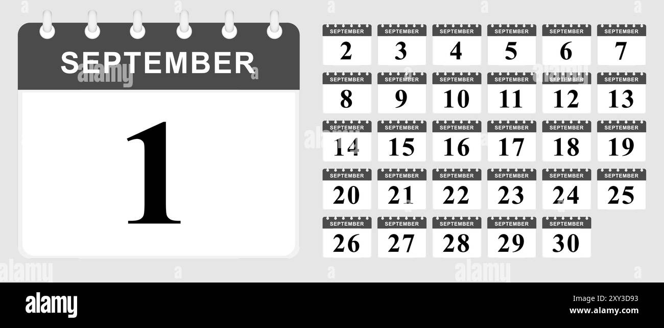 Days calendar of September. Calendar template. Vector illustration ...
