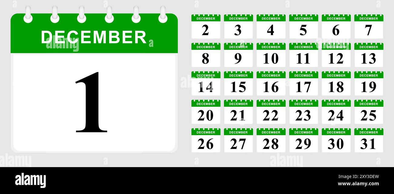 Days calendar of December. Calendar template. Vector illustration Stock ...