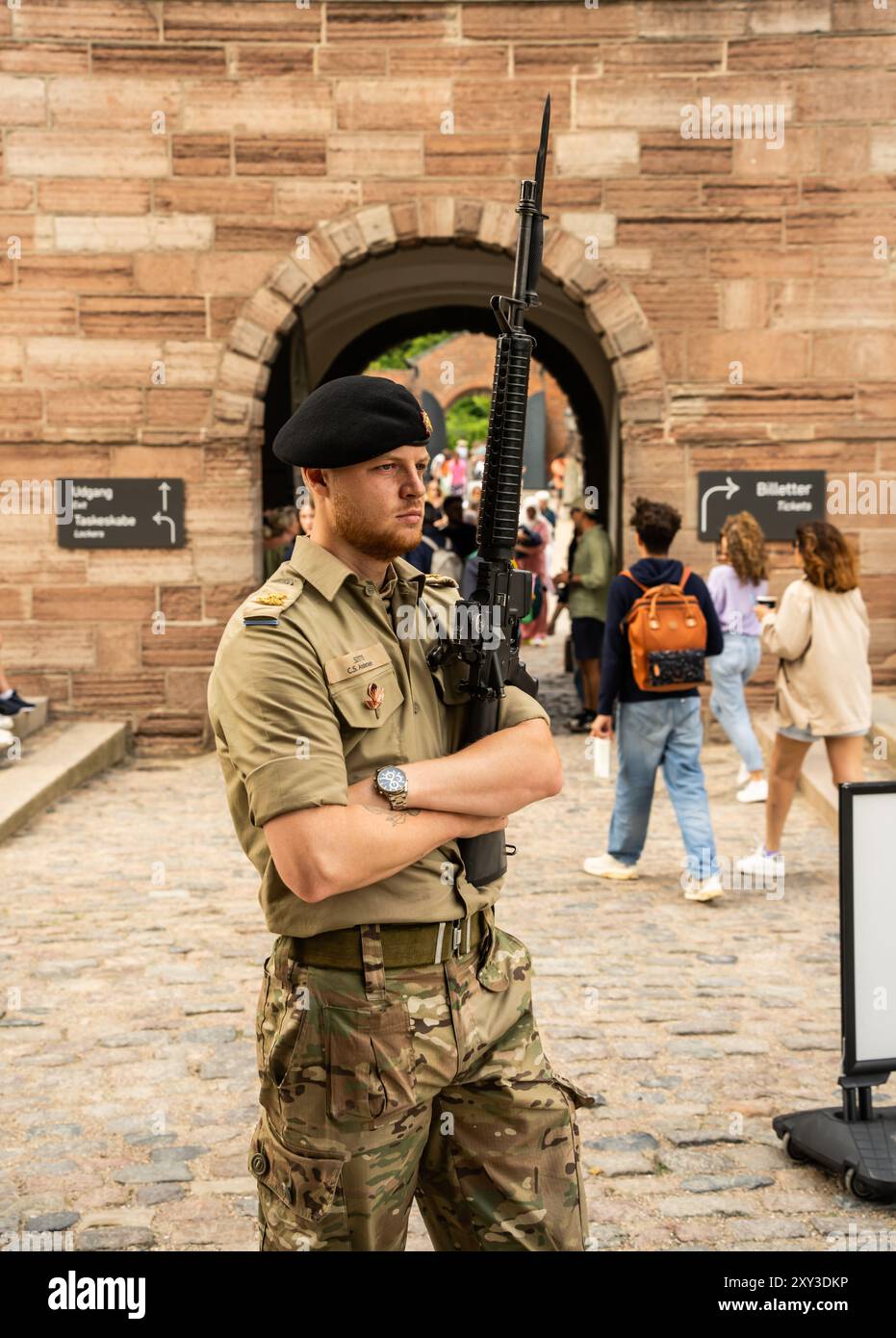 Copenhagen, Denmark - July 25, 2024: young guards on duty at Rosenborg ...