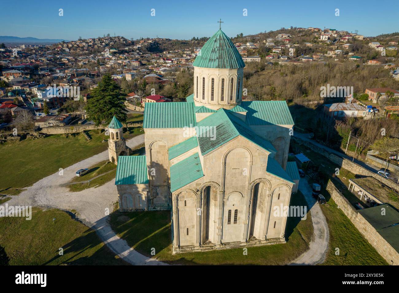 Aerial view of Cathedral of Dormition, temple of Georgian Orthodox ...