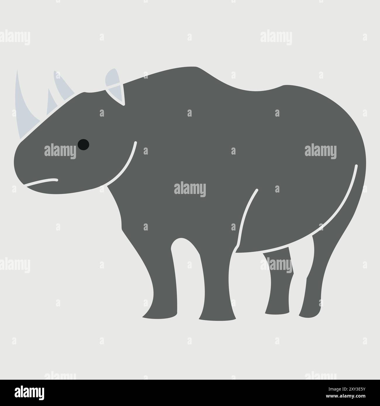 Rhino grey illustration, vector rhino and rhino animal vector ...