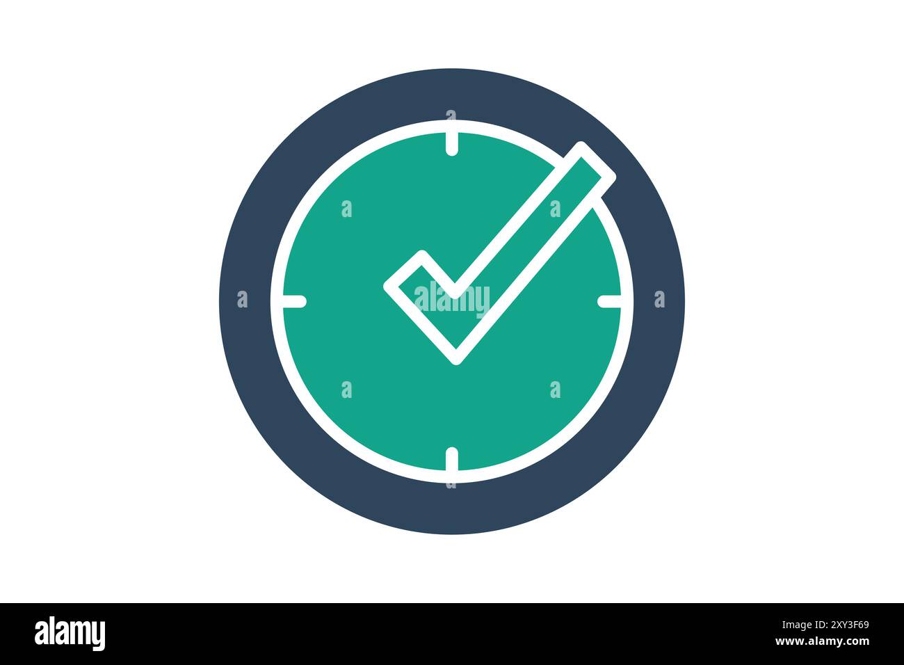 Real time icon. solid icon style. clock with check mark. icon related ...