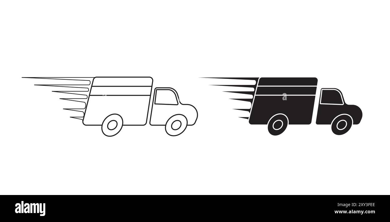 Delivery Truck icon set. Express delivery trucks icons. Fast shipping ...