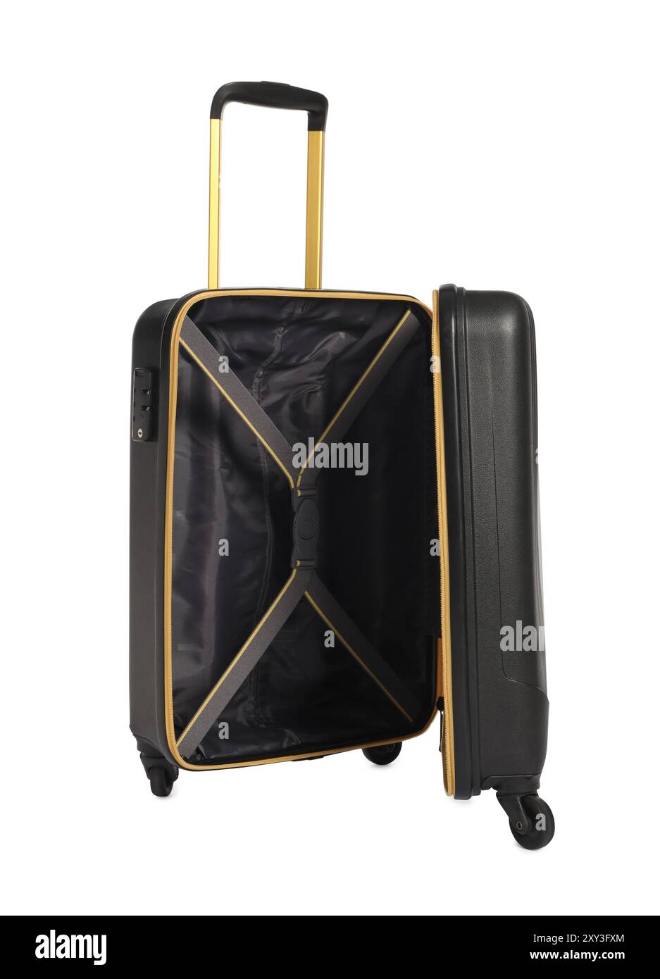 Open empty suitcase for travelling isolated on white Stock Photo - Alamy