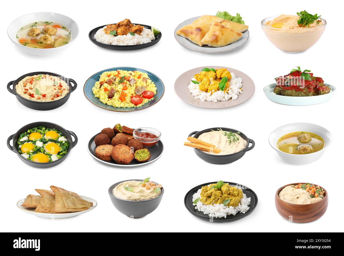 Hummus and other dishes of different national traditional cuisines on ...