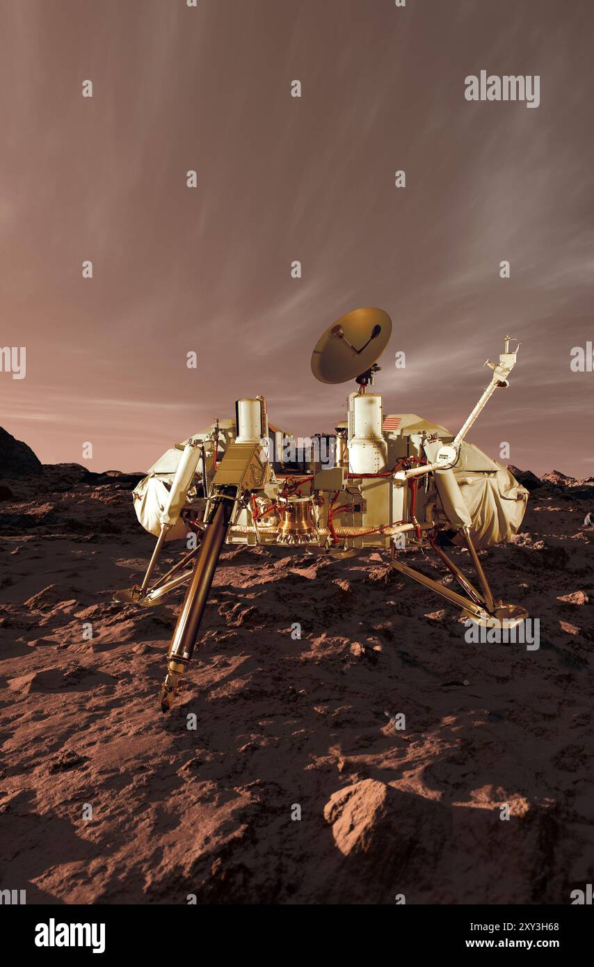 Illustration of NASA's Viking 1 Lander on Mars. Viking 1 made the first ...