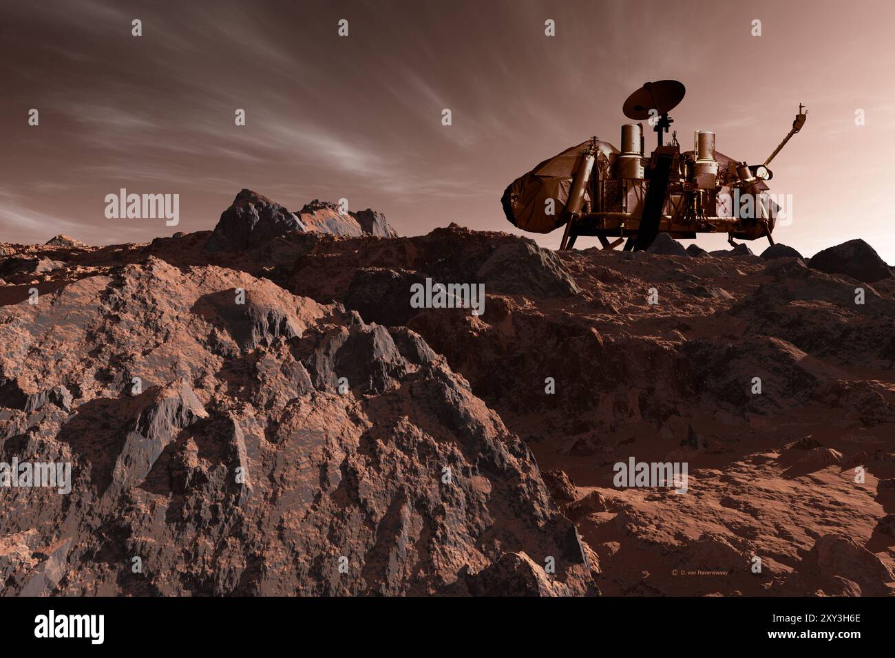 Illustration of NASA's Viking Lander on Mars. Viking 1 made the first ...