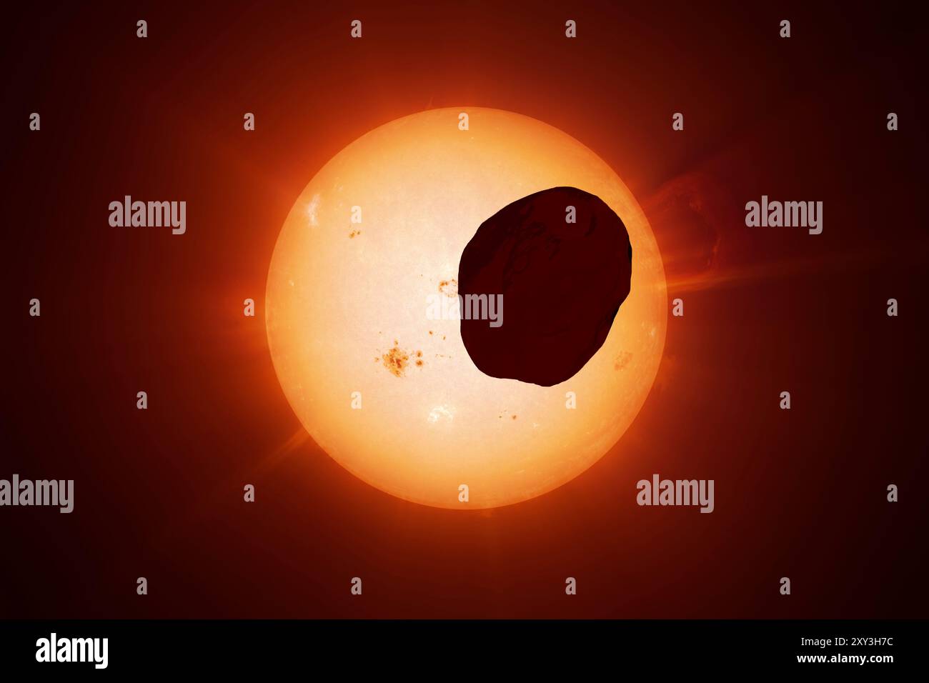 Illustration of Phobos against the Sun as seen from Martian surface ...