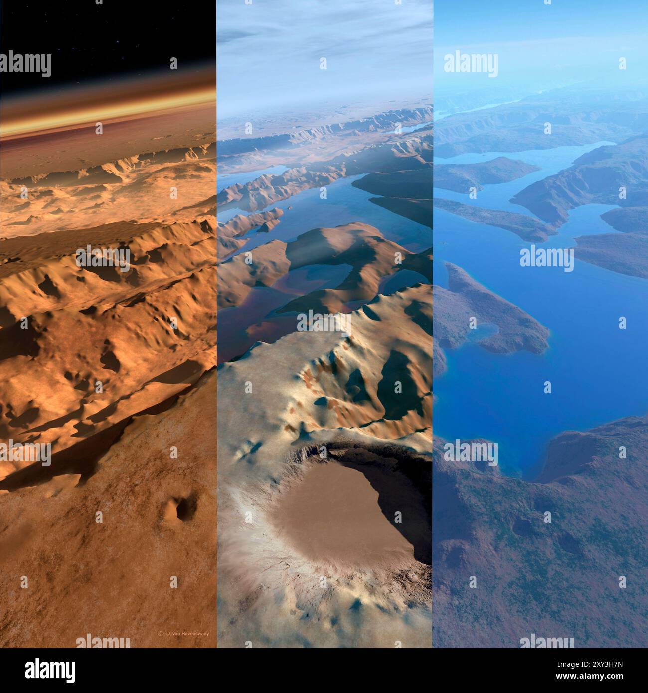 Illustration of the terraformation of Mars. Terraforming is the ...