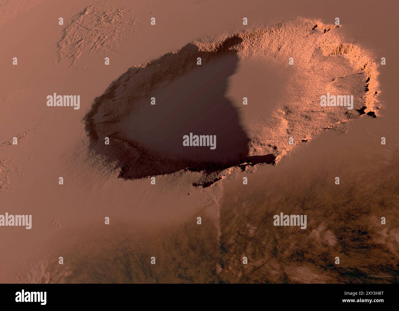 Illustration of a crater on Mars Stock Photo - Alamy