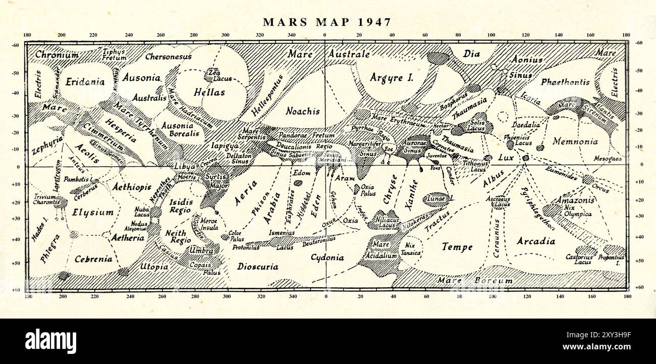 Map of Mars from 1947 Stock Photo - Alamy