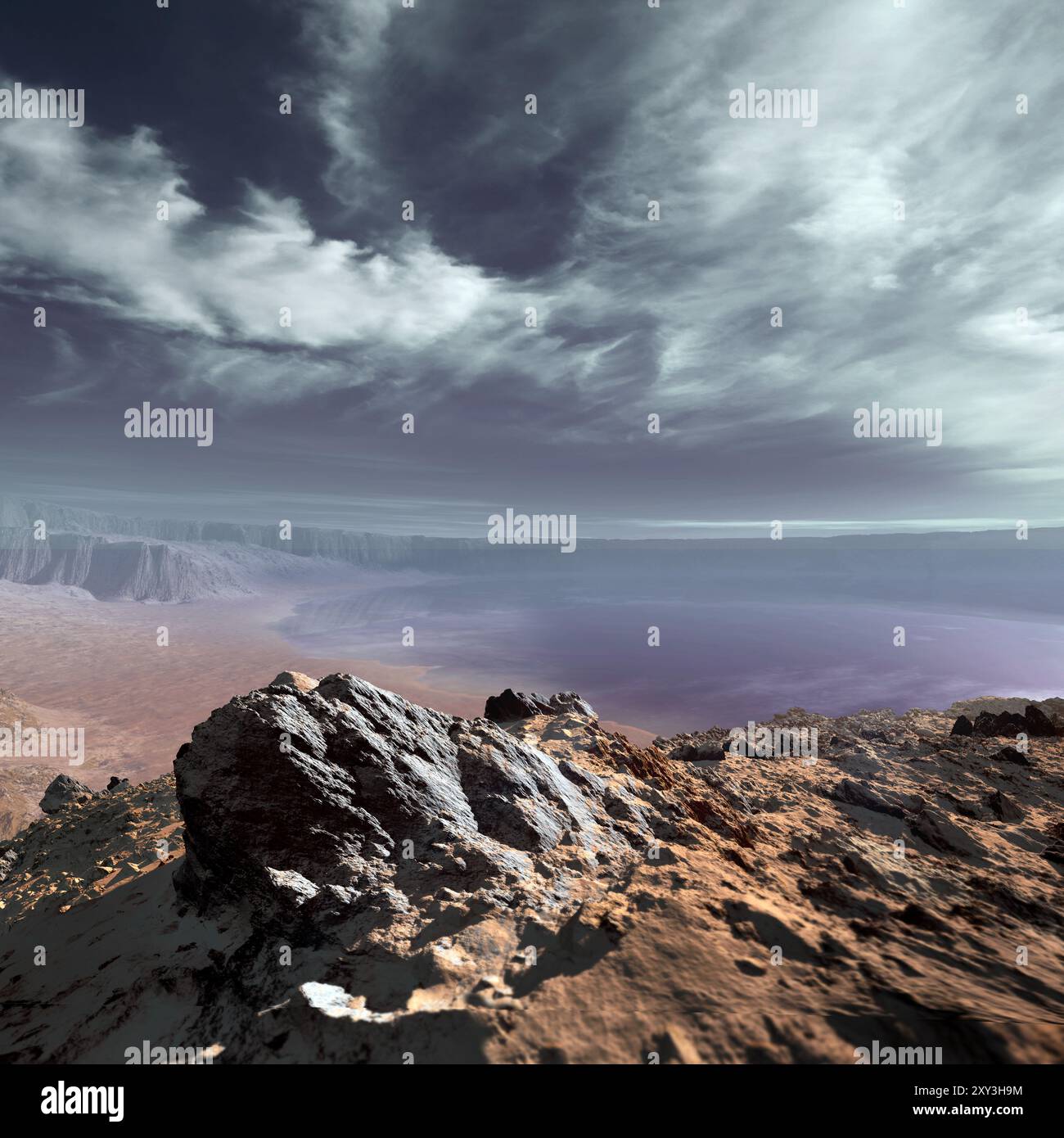 Illustration of Jezero Crater on Mars a billion years ago. Jezero ...