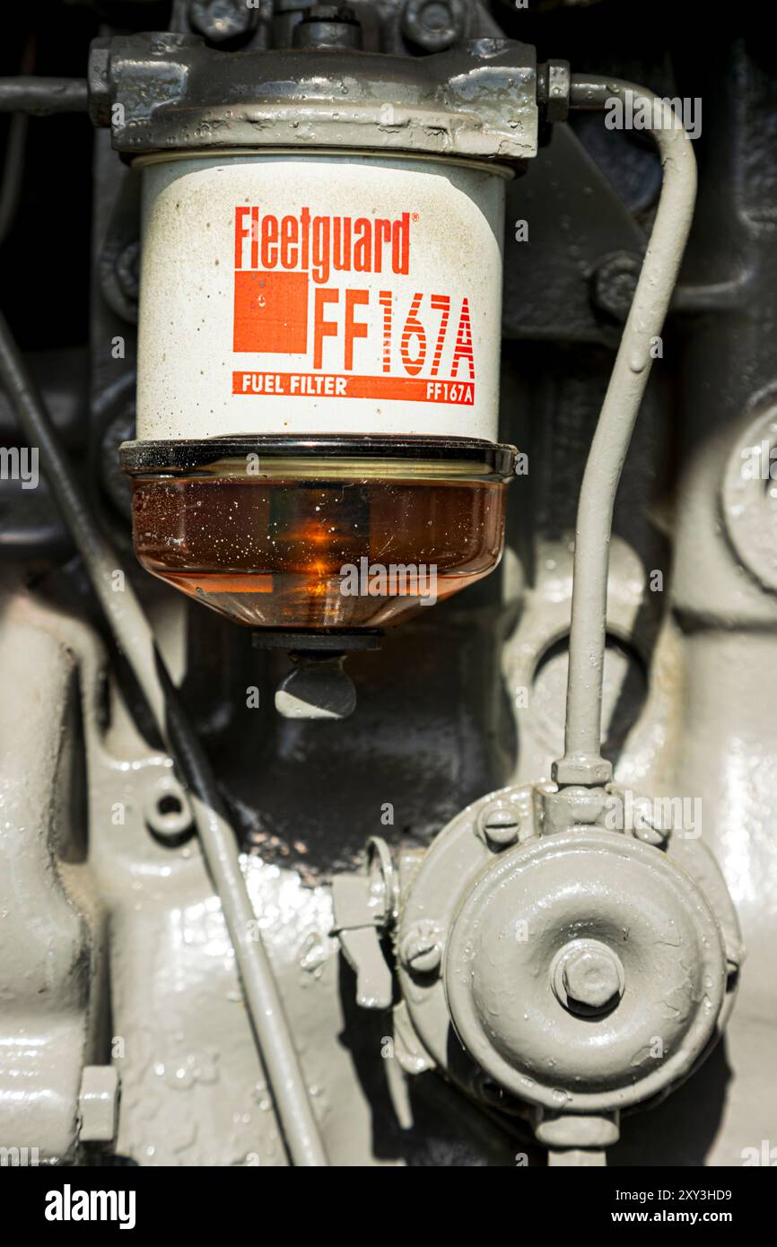 Fuel filters in a tractor. These filters remove dust and debris from ...
