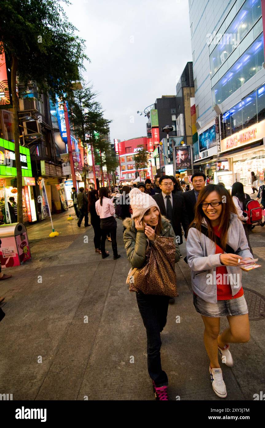 The vibrant Ximending shopping neighborhood in Taipei, Taiwan Stock ...