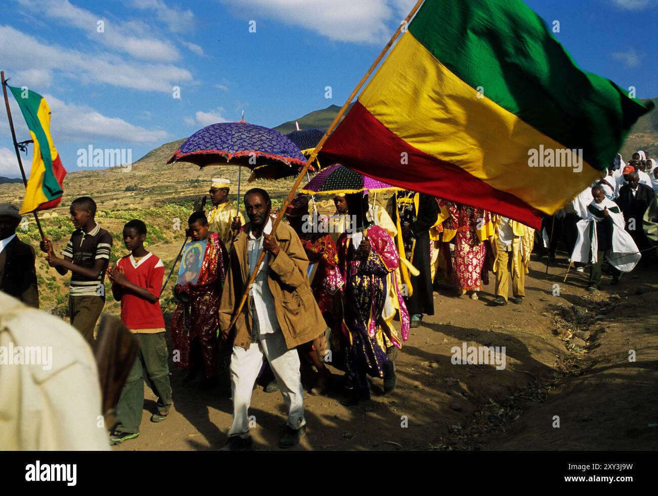 A colorful Timkat festival procession in Ethiopia Stock Photo - Alamy