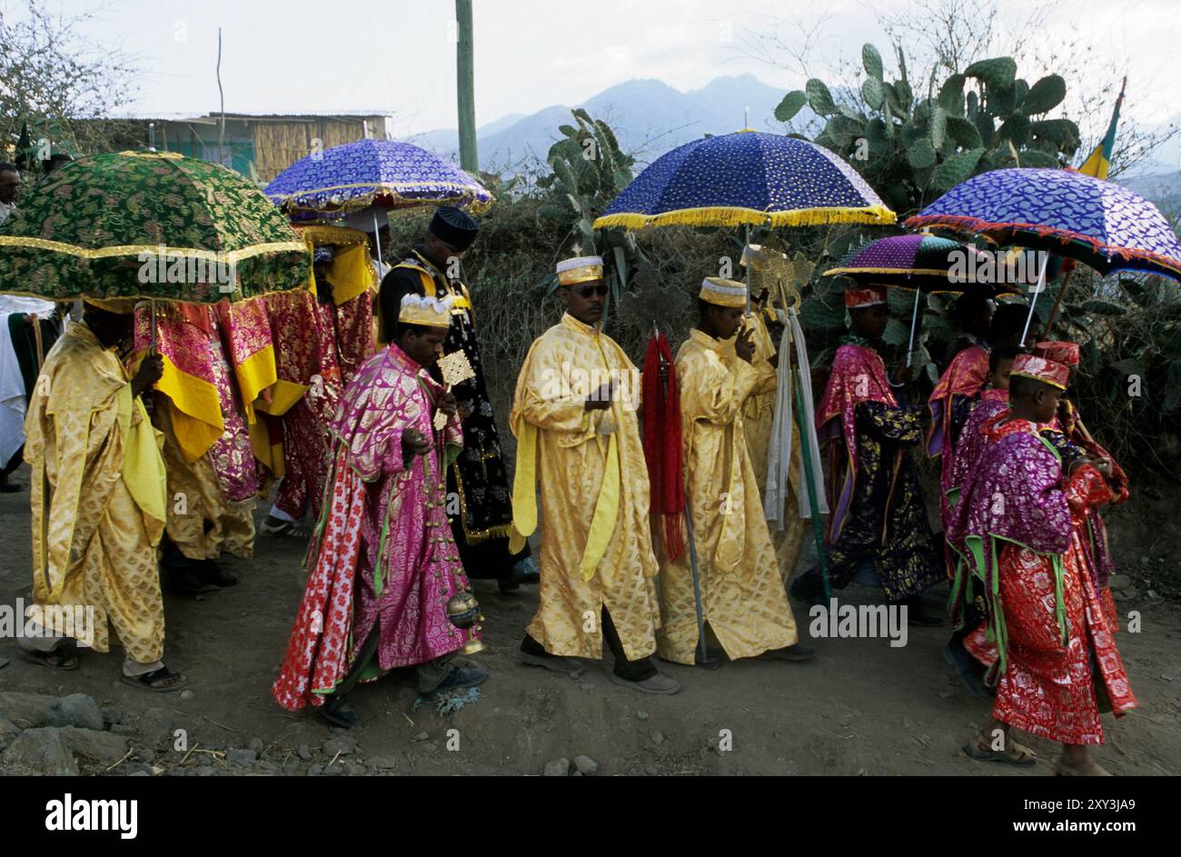 A colorful Timkat festival procession in Ethiopia Stock Photo - Alamy