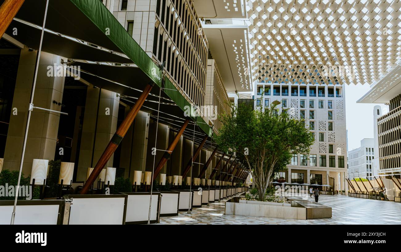 interior design of a modern street with greenery in flowerpots. High ...