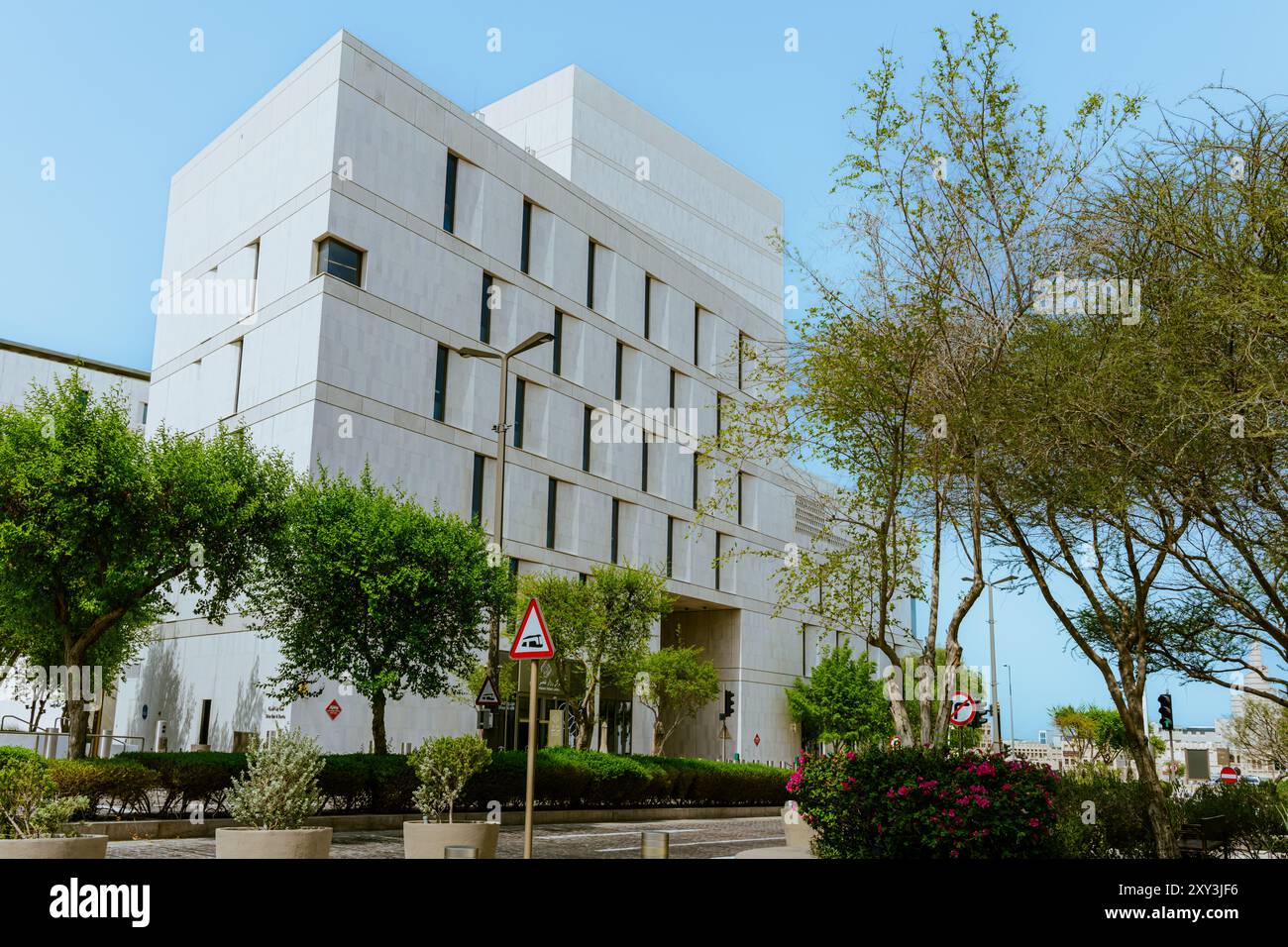 interior design of a modern street with greenery in flowerpots. High ...