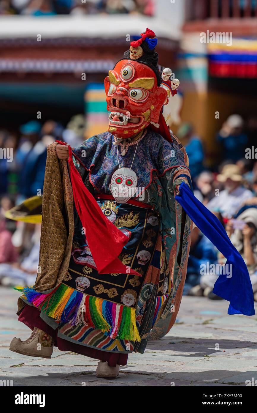 Ladakhi monks wearing traditional costume and performing Cham dance at ...