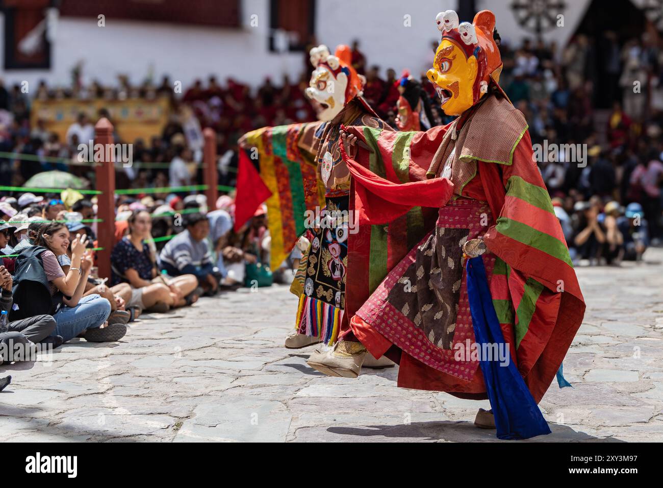 Ladakhi monks wearing traditional costume and performing Cham dance at ...