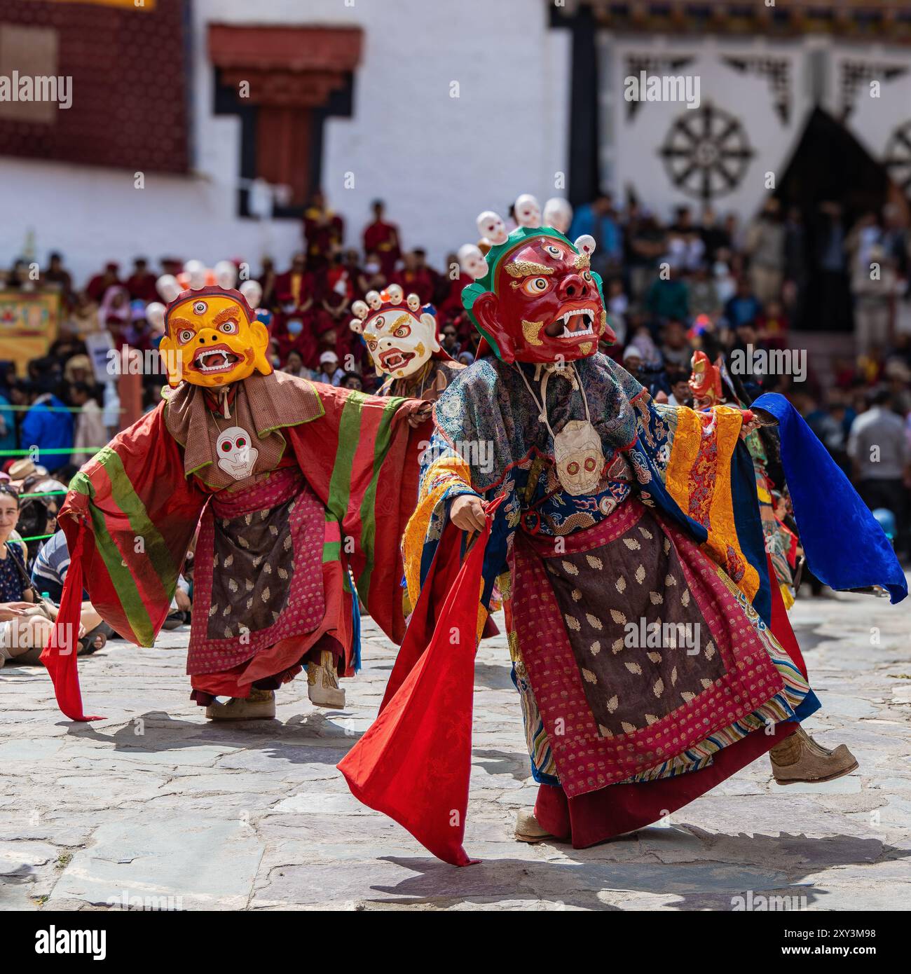 Ladakhi monks wearing traditional costume and performing Cham dance at ...